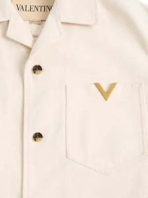 Valentino Garavani Vgold` Denim Short Sleeve Shirt - Multicolor