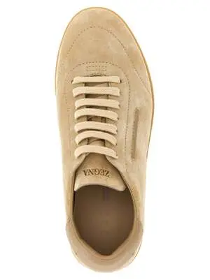 Zegna Low-top Suede Sneakers - Cream