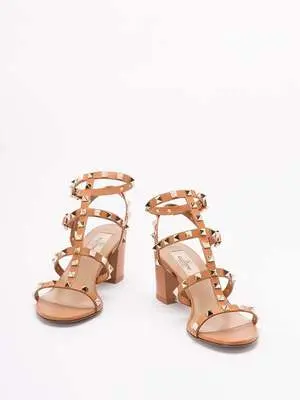 Valentino Garavani Rockstud Leather Heeled Sandals - Multicolor