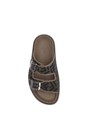 Fendi Ff Pattern Slip-on Sandals - Brown
