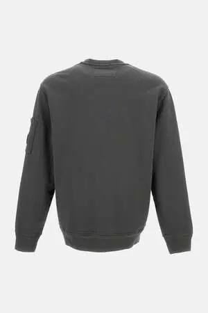 C.P. COMPANY Diagonal Fleece Crewneck Sweatshirt With Lens Detail - Multicolor