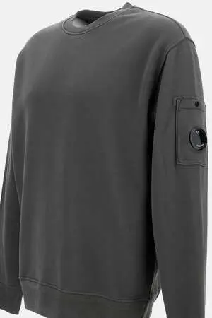 C.P. COMPANY Diagonal Fleece Crewneck Sweatshirt With Lens Detail - Multicolor