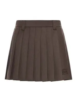 Miu Miu Pleated Mini Skirt In Cotton