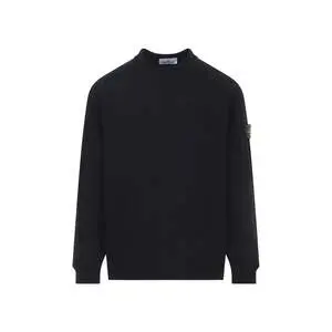 Stone Island Cotton Sweatshirt With Logo Patch - Black