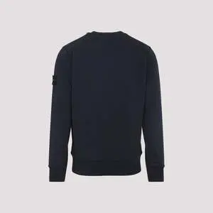 Stone Island Cotton Sweatshirt With Logo Patch - Blue