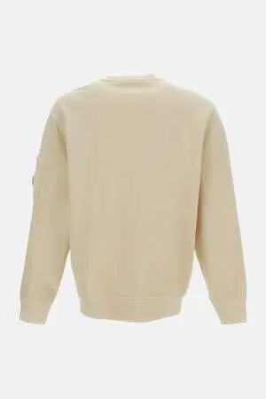 C.P. COMPANY Cotton Diagonal Fleece Crewneck Lens Sweatshirt