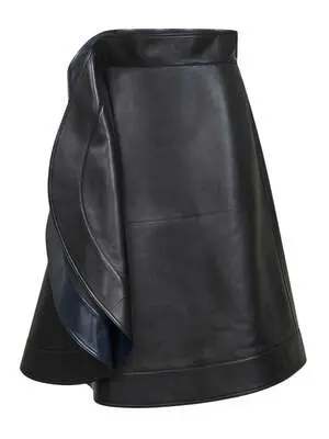 Bottega Veneta Leather A-line Skirt With Ruffle Detail