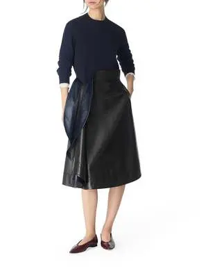 Bottega Veneta Leather A-line Skirt With Ruffle Detail