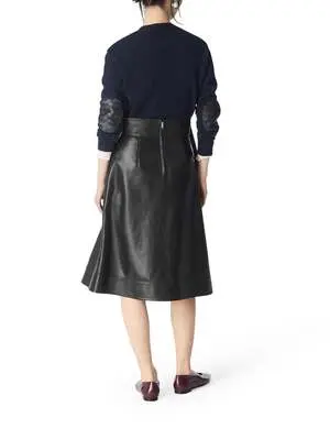 Bottega Veneta Leather A-line Skirt With Ruffle Detail