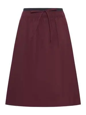 Prada Cotton Poplin Midi Skirt With Drawstring Waist - Multicolor