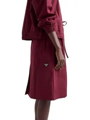 Prada Cotton Poplin Midi Skirt With Drawstring Waist - Multicolor