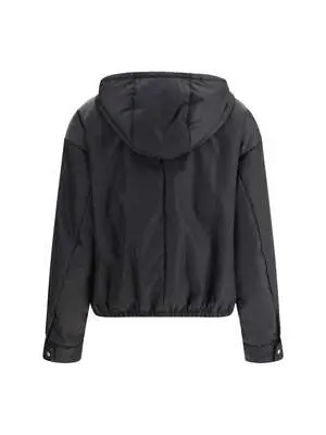 Prada Re-nylon Cropped Jacket With Drawstring Hood