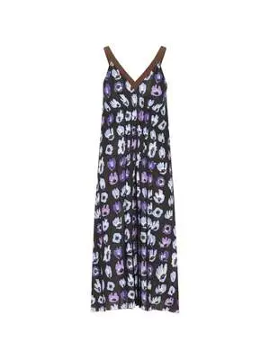 Prada Viscose Floral Print V-neck Sleeveless Maxi Dress