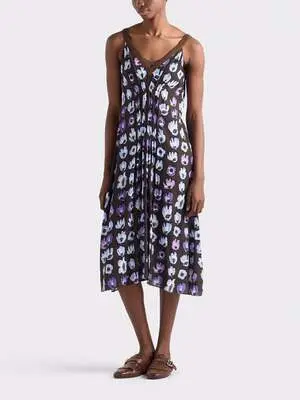 Prada Viscose Floral Print V-neck Sleeveless Maxi Dress