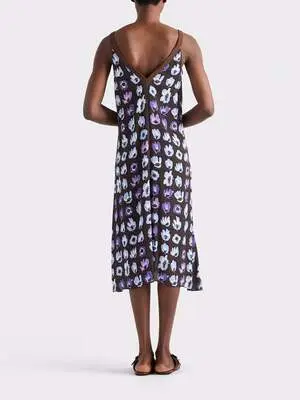 Prada Viscose Floral Print V-neck Sleeveless Maxi Dress