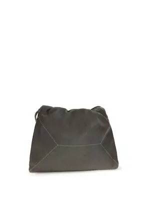 Brunello Cucinelli Leather Shoulder Bag With Drawstring Closure - Brown