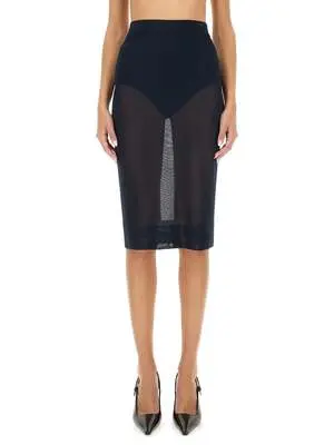 Saint Laurent Knit Pencil Skirt - Blue