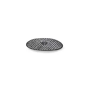 Prada Embellished Brass Hair Clip - Silver