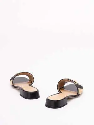 Valentino Garavani Vlogo Signature Raffia Slides - Multicolor