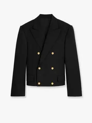 Celine Virgin Wool Double-breasted Blazer - Black