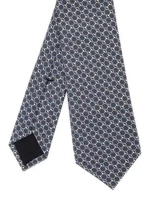 Gucci Silk Neck Tie With Horsebit Print