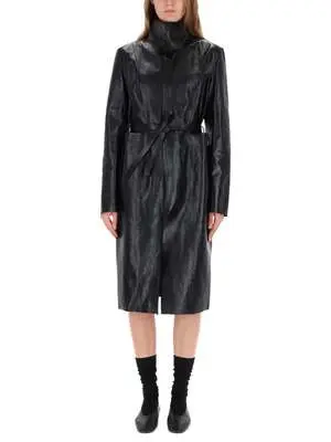 Our Legacy Concealed Coat In Calfskin - Black