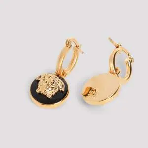 Versace Gold Brass Medusa Embossed Stud Earrings - Multicolor