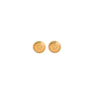 Versace Versace Gold Brass Medusa Embossed Stud Earrings Silver