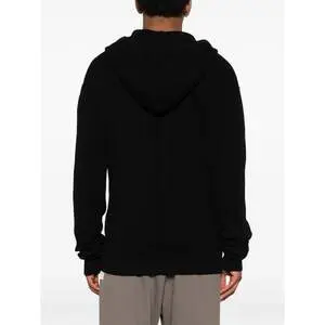 Rick Owens Ribbed Knit Zip-up Hooded Cardigan - Black