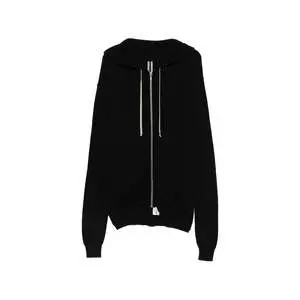 Rick Owens Ribbed Knit Zip-up Hooded Cardigan - Black