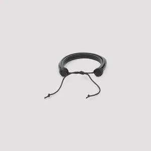 Saint Laurent Double Leather Bracelet With Cassandre Logo