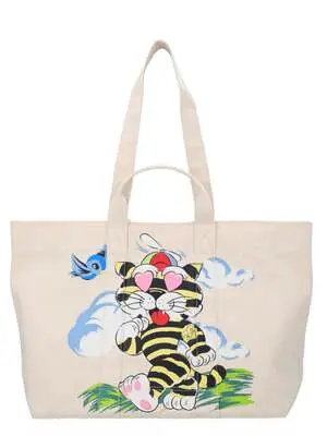 Kenzo Cartoon Tiger Tote Bag - Cream