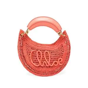 Chloé Woven Raffia Tote Bag With Leather Handle - Orange
