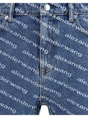 Alexander Wang Logo Print Denim Shorts