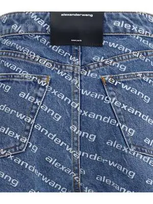 Alexander Wang Logo Print Denim Shorts