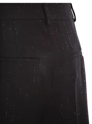 Max Mara Wool Blend Shorts With Sequined Pinstripe - Black