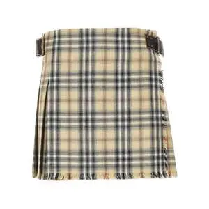 Burberry Check Wool Mini Skirt - Cream