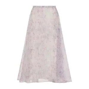 Alberta Ferretti Printed Silk Organza Midi Skirt - Multicolor