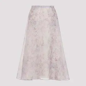 Alberta Ferretti Printed Silk Organza Midi Skirt - Multicolor