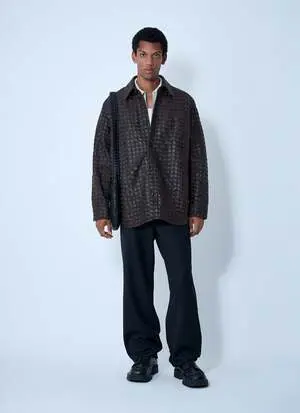 Bottega Veneta Intrecciato Leather And Suede Shirt