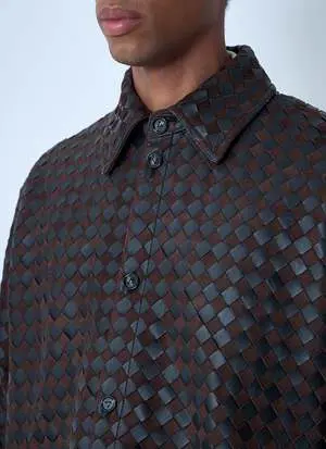 Bottega Veneta Intrecciato Leather And Suede Shirt