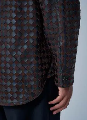 Bottega Veneta Intrecciato Leather And Suede Shirt