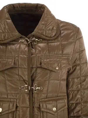 FAY 3 Hooks Technical Checkered Fabric Jacket - Brown