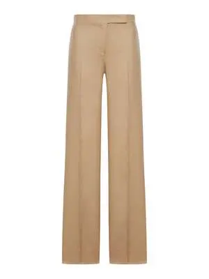 Max Mara Regular Fit Pure Linen Trousers - Cream