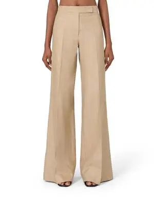 Max Mara Regular Fit Pure Linen Trousers - Cream