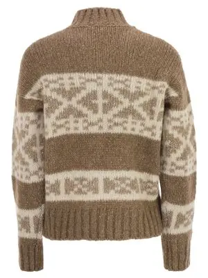 Peserico Alpaca, Cotton, And Wool Knitwear With Geometric Pattern