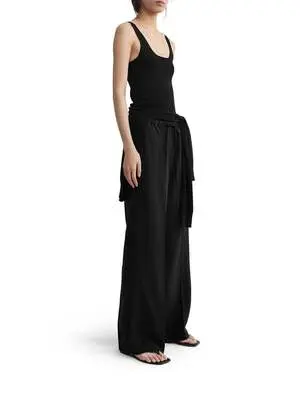 TOTEME Wide-leg Linen Blend Trousers - Black