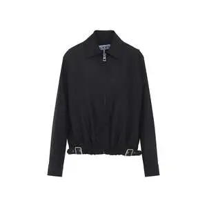 Loewe Belted Jacket In Wool And Silk - Black