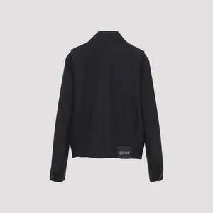 Loewe Belted Jacket In Wool And Silk - Black