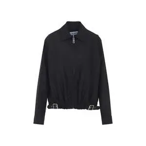Loewe Belted Jacket In Wool And Silk - Black